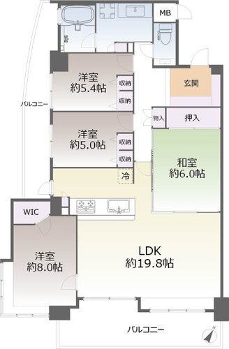 京阪東ローズタウン・ファインガーデンあゆみヶ丘D棟 8階 4LDK | 仲介手数料「最大0円」のFLIE（フリエ）