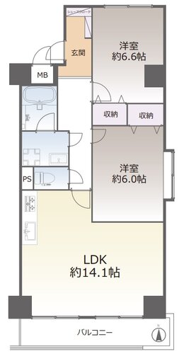 エバーグリーン新御堂 5階 2LDK | 仲介手数料「最大0円」のFLIE（フリエ）