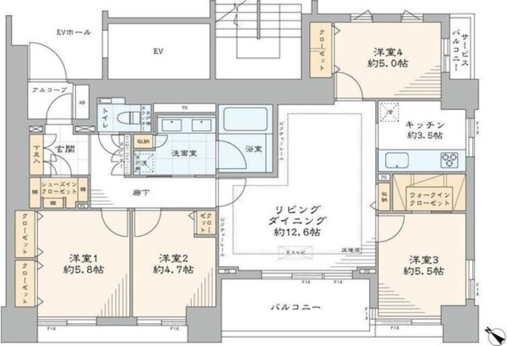 クレッセント東京ヴュータワー 2階 4LDK + WIC+SIC | 中古マンションの購入ならFLIE（フリエ）