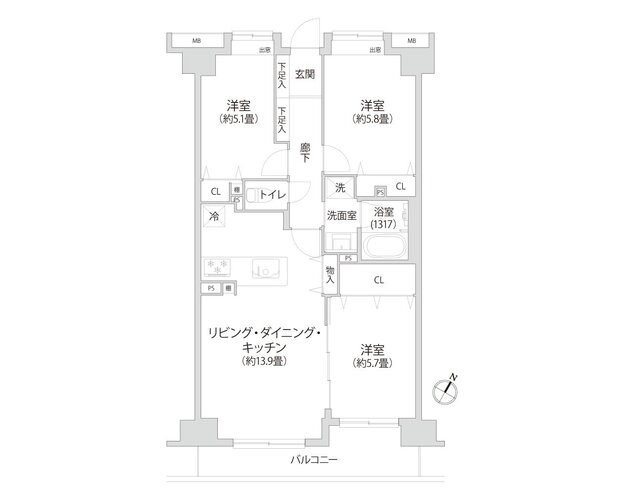 サンリーノ北浦和 2階 3LDK | 仲介手数料「最大0円」のFLIE（フリエ）