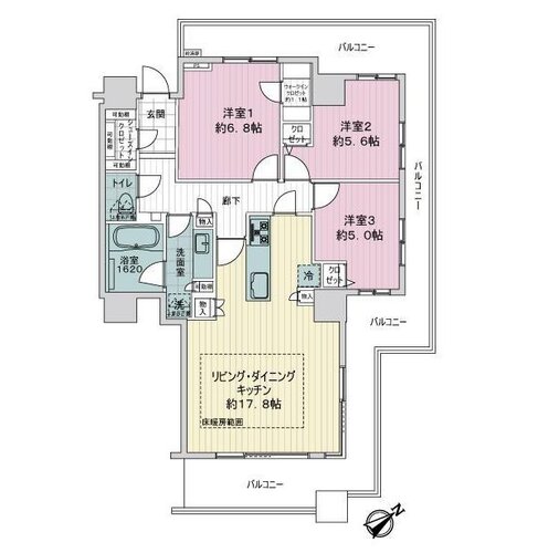 エアライズタワーライズアリーナビル 11階 3LDK + W＋SIC | 仲介手数料「最大0円」のFLIE（フリエ）