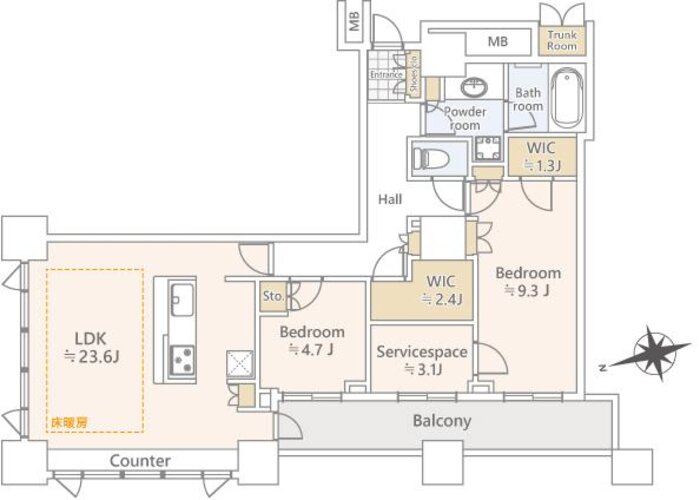 パークシティ柏の葉キャンパス二番街ミッドタワーD棟 20階 2SLDK + WIC+TR | 仲介手数料「最大0円」のFLIE（フリエ）