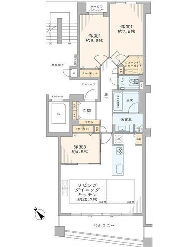 ネバーランド芦屋親王塚 3階 3LDK + WIC | 中古マンションの購入ならFLIE（フリエ）