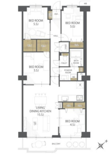 ネオコーポ武庫川 6階 4LDK + 2WIC | 仲介手数料「最大0円」のFLIE（フリエ）