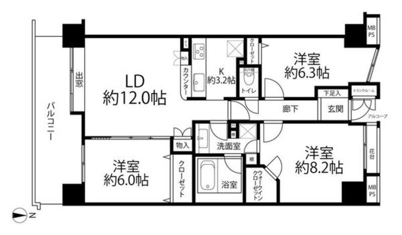 グランスクエア一橋学園参番街 2階 3LDK + W＋TR | 仲介手数料「最大0円」のFLIE（フリエ）