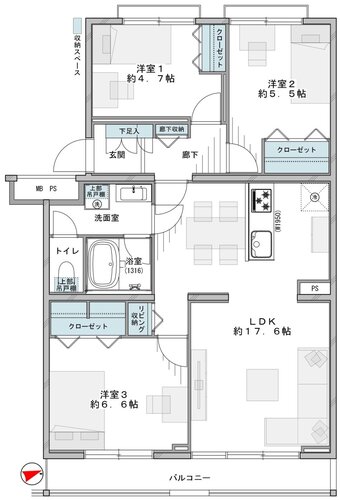 朝日読売ランドマンションB棟 4階 3LDK | 仲介手数料無料のFLIE（フリエ）