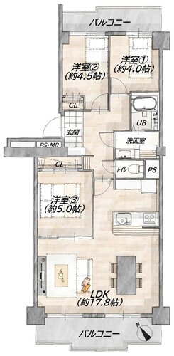 ユニライフ北大阪2号棟 2階 3LDK | 仲介手数料「最大0円」のFLIE（フリエ）