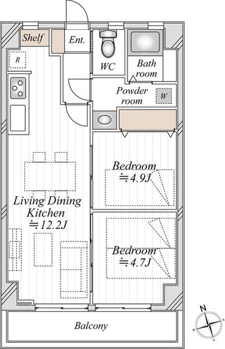 セントラルハイツ 4階 2LDK + WIC | 仲介手数料「最大0円」のFLIE（フリエ）