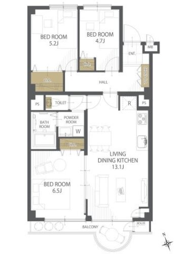山科音羽マンションA棟 8階 3LDK | 仲介手数料「最大0円」のFLIE（フリエ）