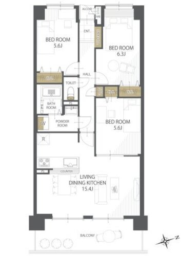 アンビエントジェームス山二番館 12階 3LDK | 仲介手数料「最大0円」のFLIE（フリエ）