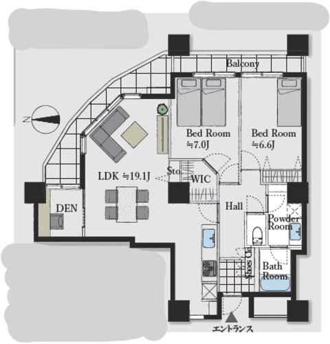 西戸山タワーホウムズセントラルタワー 15階 2SLDK + WIC＋DEN | 仲介手数料「最大0円」のFLIE（フリエ）
